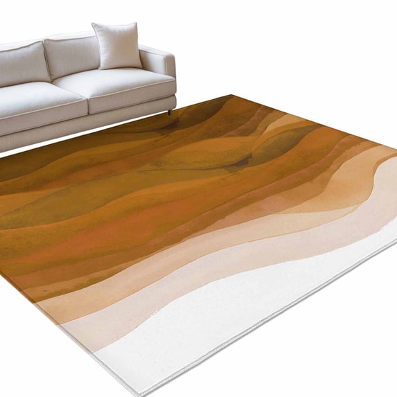 Burnt Orange Gradient Area Rugs 5x7ft Abstract Ocean Wave Floor Rug Non ...