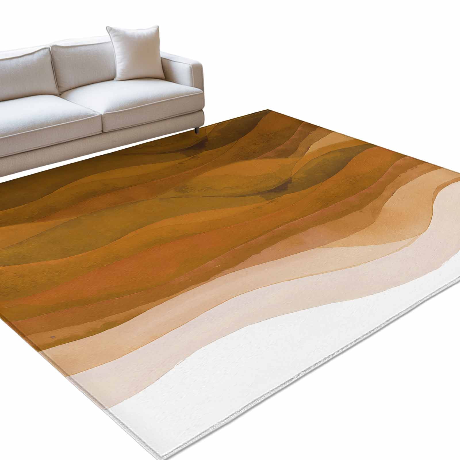 Burnt Orange Gradient Area Rugs 6x9ft Abstract Ocean Wave Floor Rug Non ...