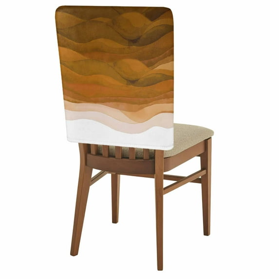 Burnt Orange Gradient Chair Back Covers Set of 4, Abstract Ocean Wave ...