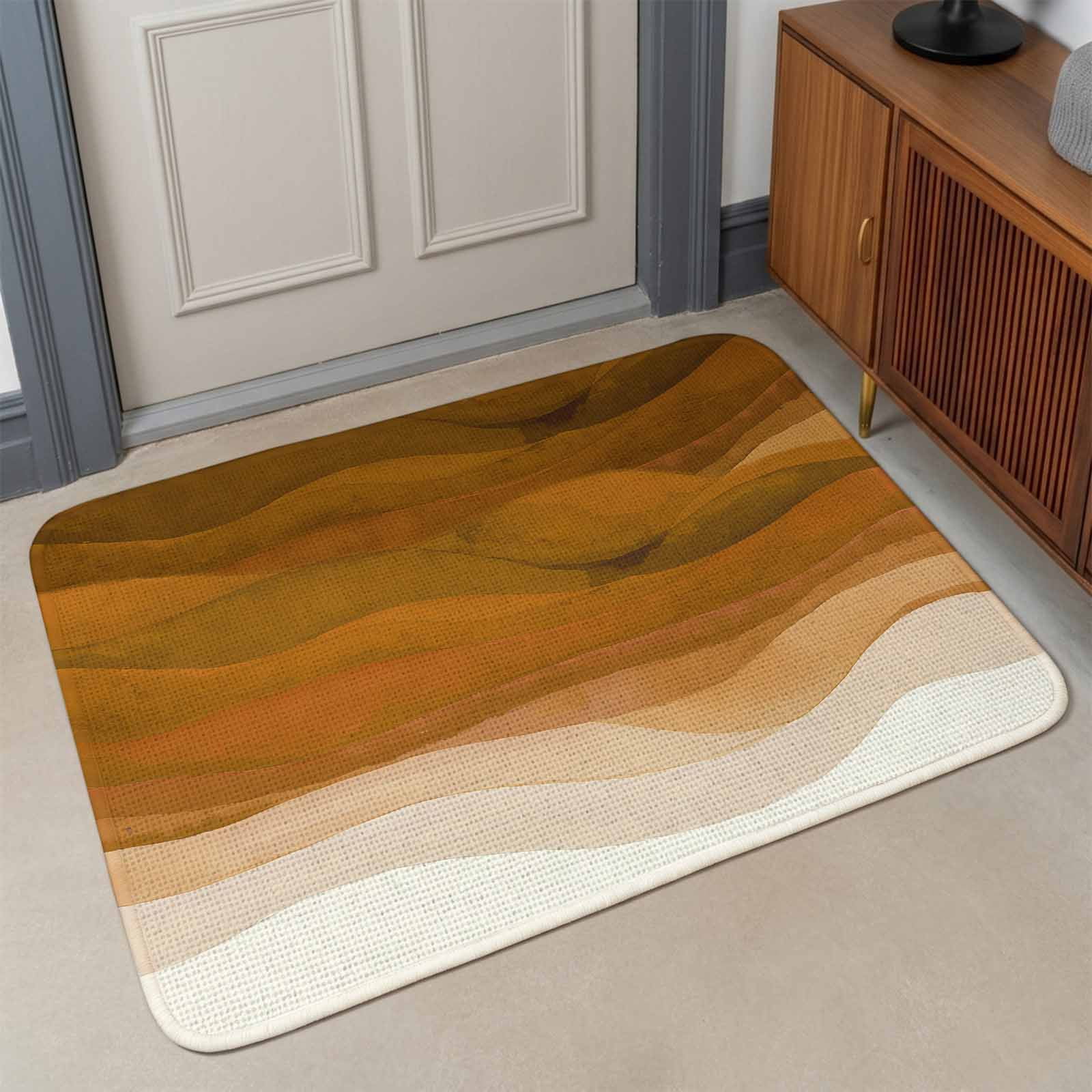 Burnt Orange Gradient Front Door Mat Indoor Entrance, Abstract Ocean ...