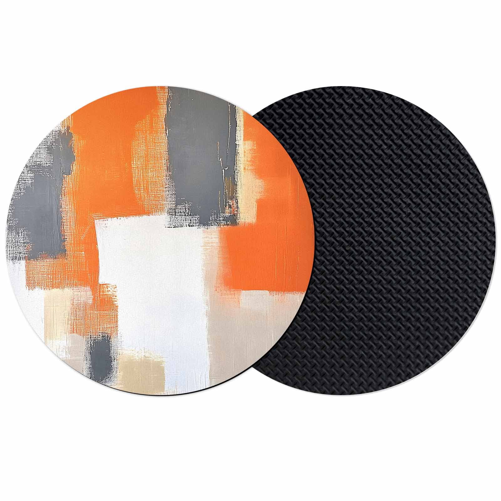 Burnt Orange Gray Coasters Set of 2, Modern Abstract Oil Painted ...