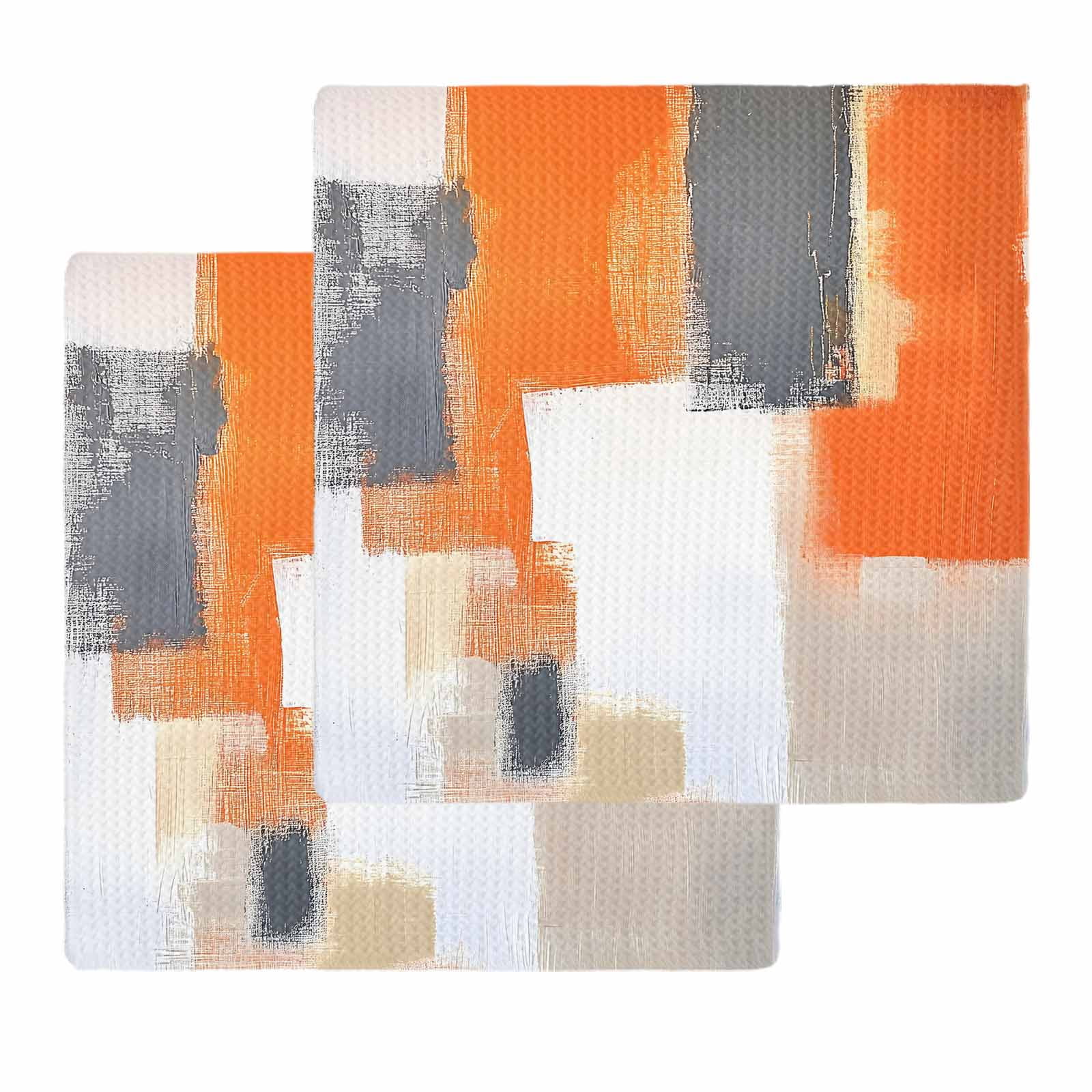 Burnt Orange Gray Kitchen Dish Towels for Drying Dishes Set of 2 ...