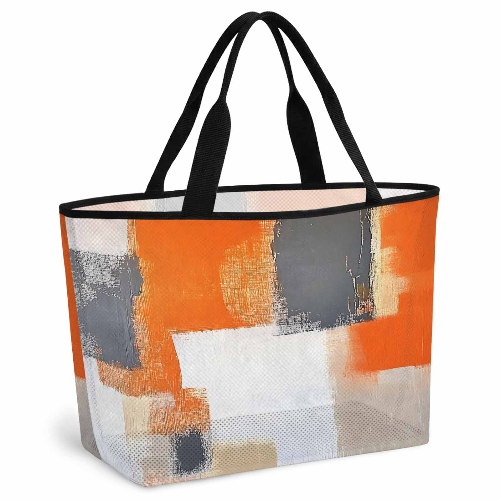 Burnt Orange Gray Mesh Beach Bag for Women Men,Large Beach Tote ...