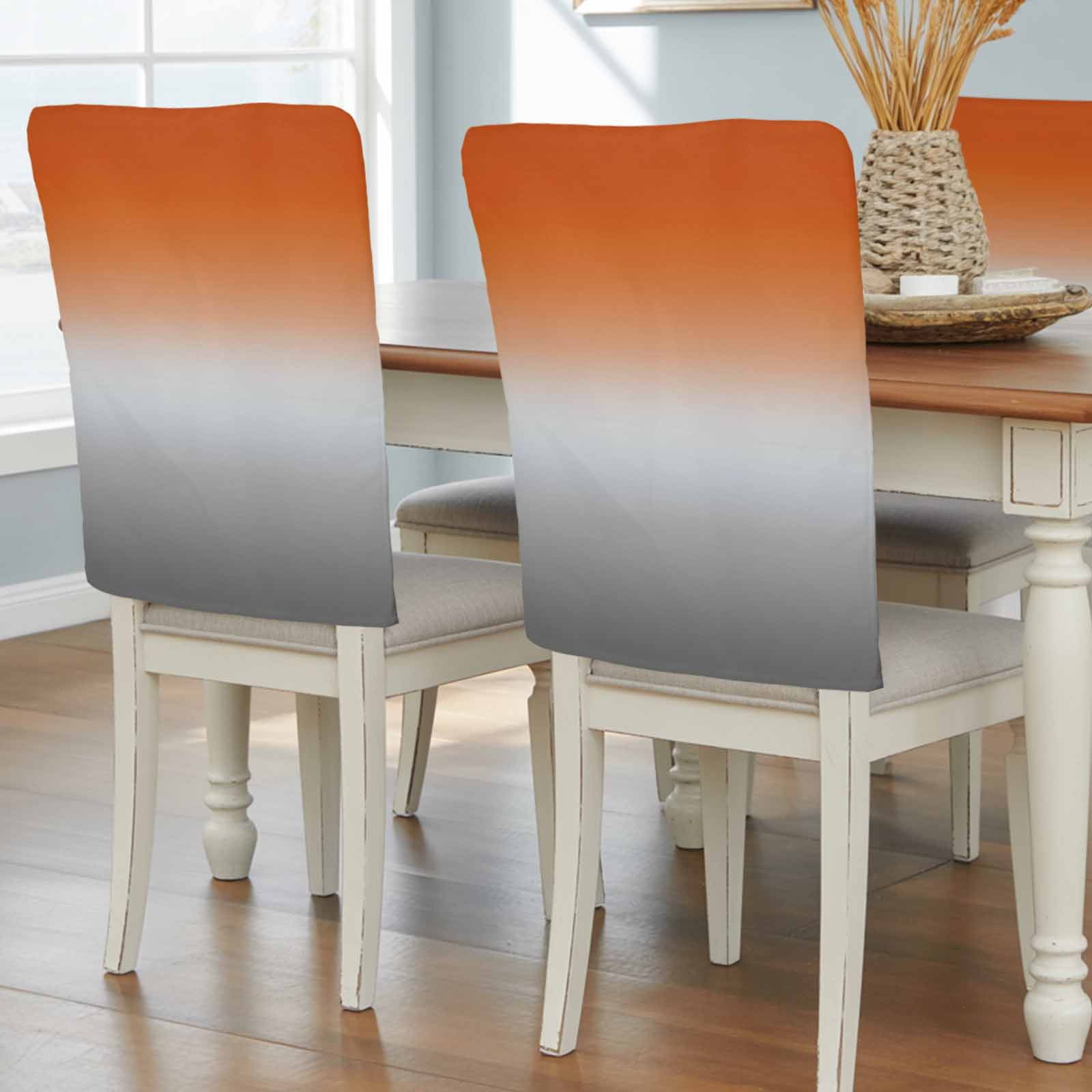 Burnt Orange Gray Ombre Chair Back Covers, Removable Chair Covers for ...