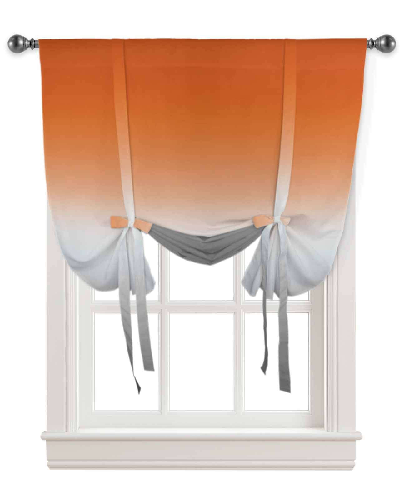Burnt Orange Gray Ombre Tie Up Curtains for Kitchen Bathroom Bedroom ...
