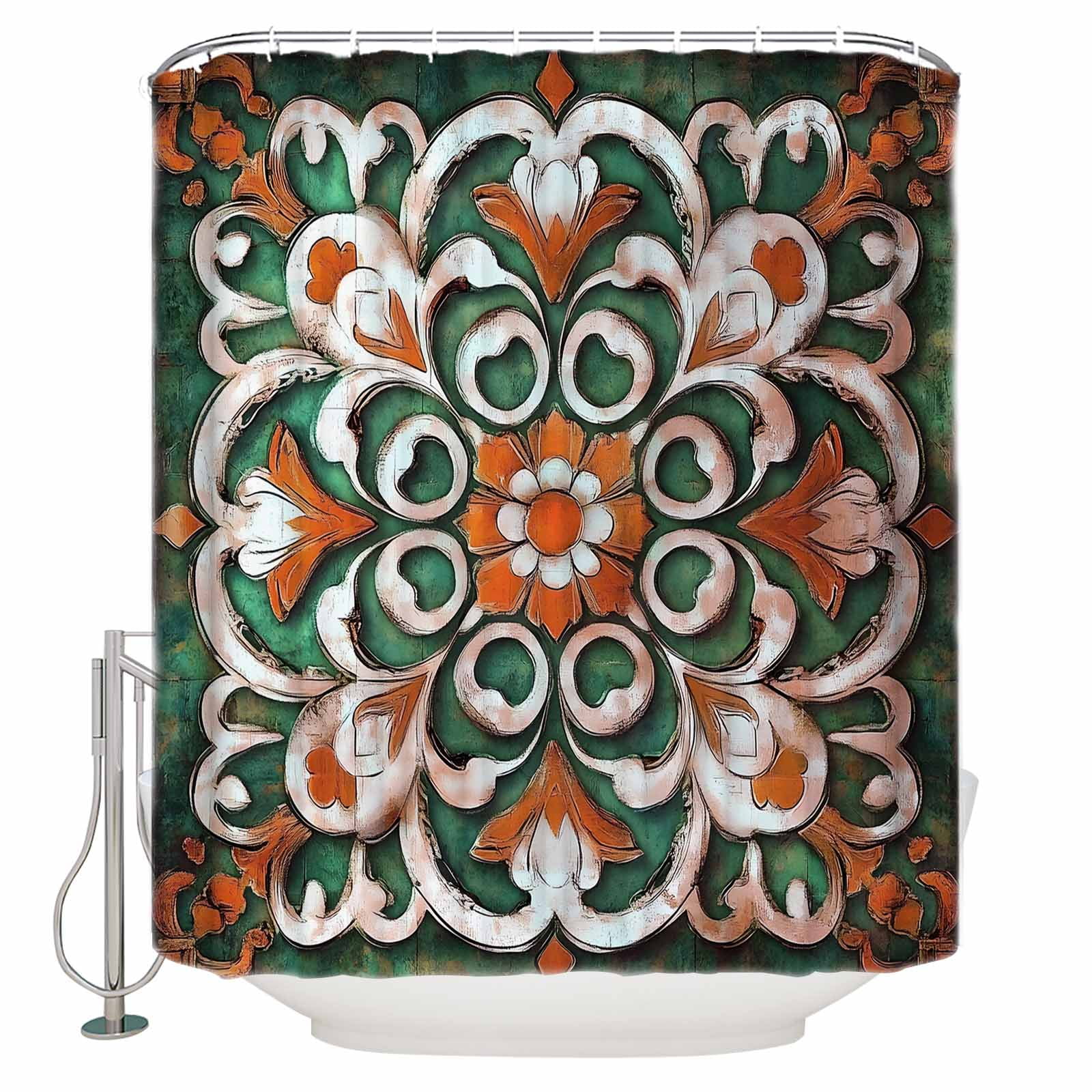 Orange And Green Shower Curtainnull