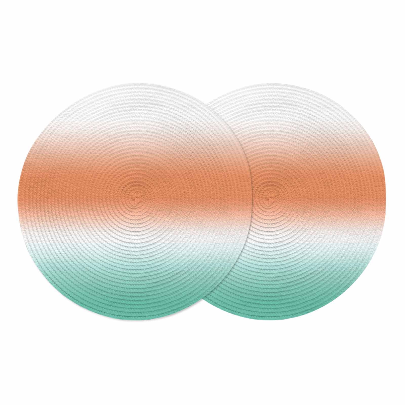 Burnt Orange Green Ombre Round Placemats Set of 2 Color Gradient Modern ...