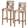 Burnt Orange Grey Bar Stool Cover Set of 2, Oil Painting Modern ...