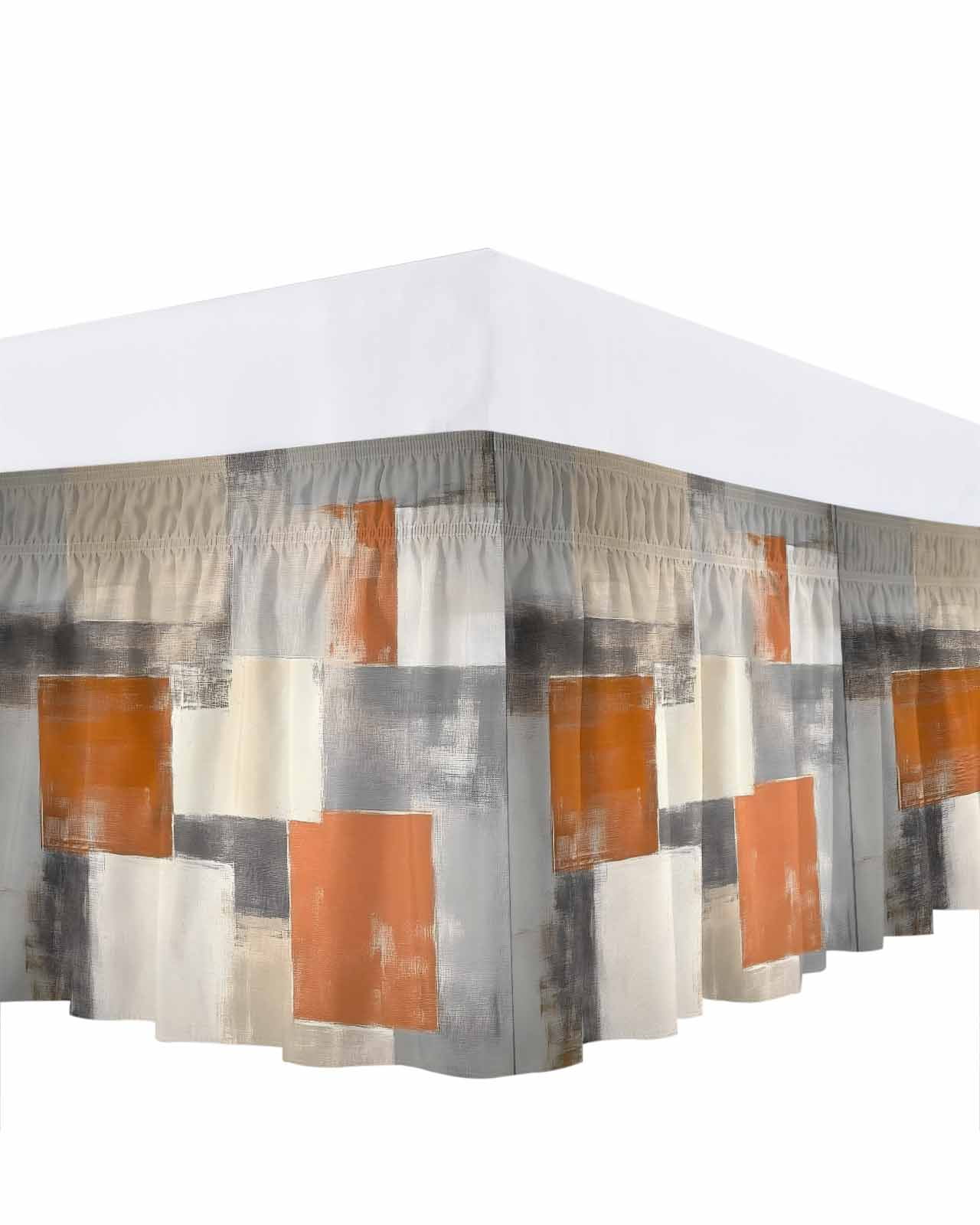 Burnt Orange Grey Bed Skirt Queen Size, Modern Abstract Oil Painting ...