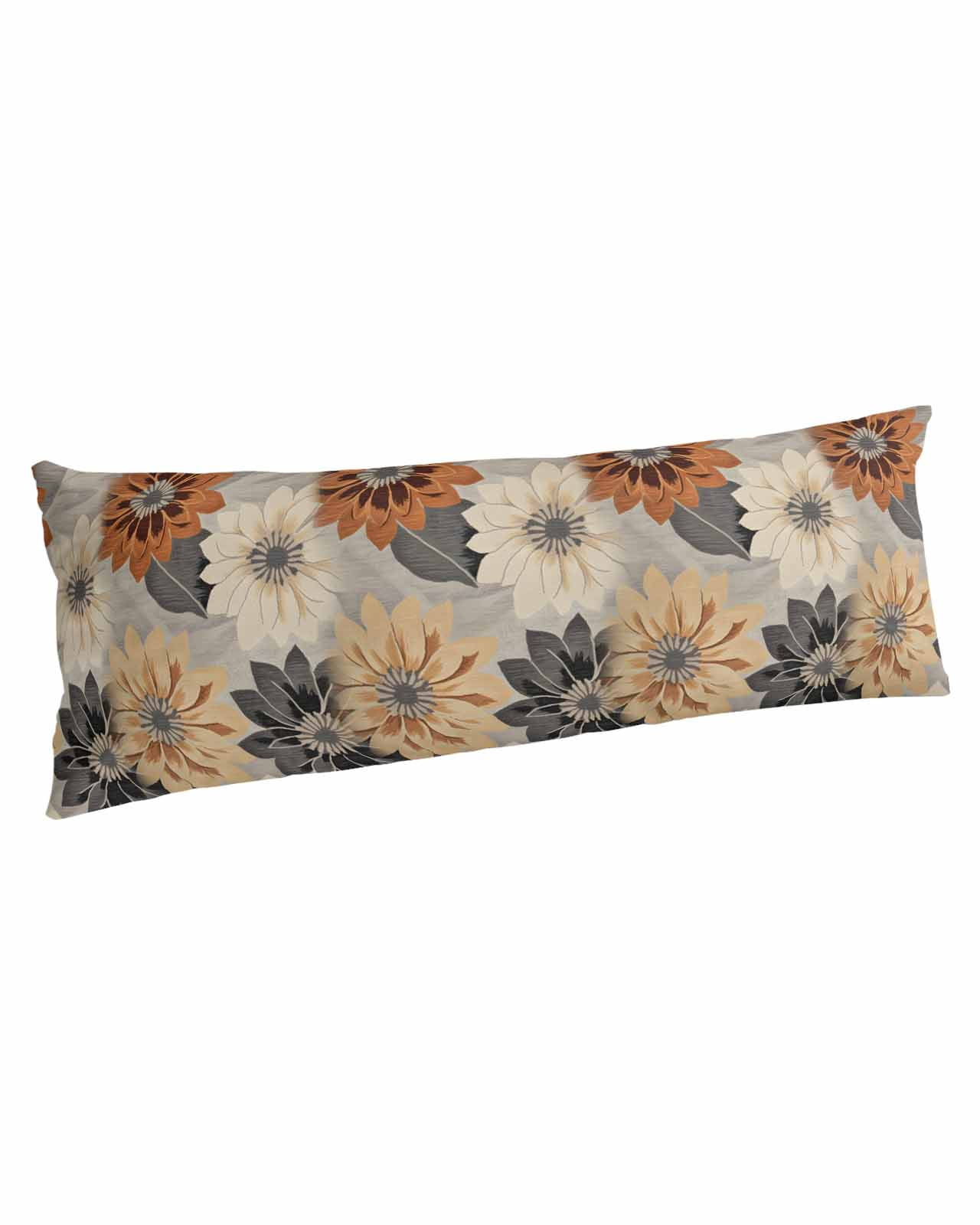 Burnt Orange Grey Black Flower Body Pillow Covers, Spring Floral ...