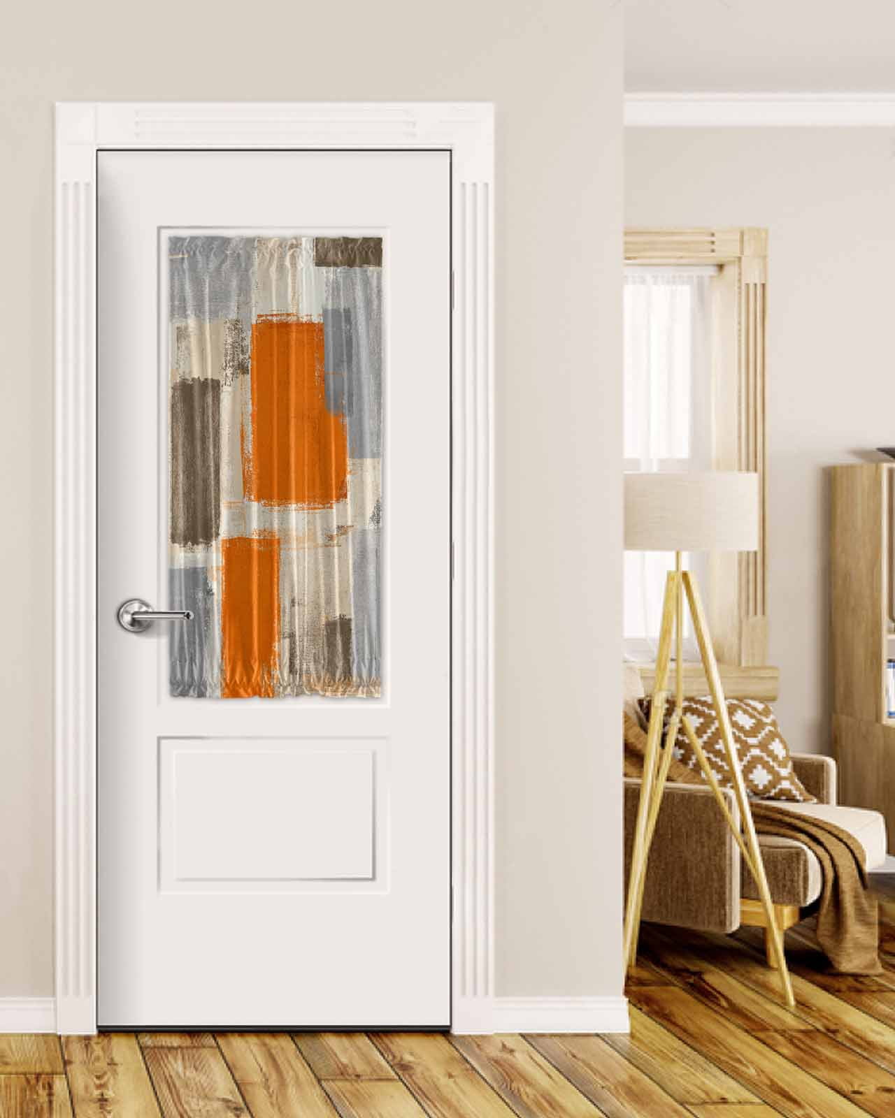 Burnt Orange Grey Blackout Door Curtains for French, Glass,Front, Back ...
