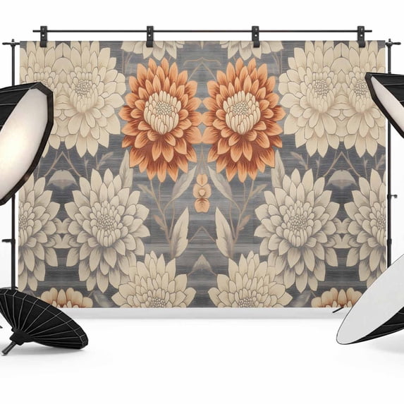 Burnt Orange Grey Flower Backdrop for Photography,Fabric Photo ...