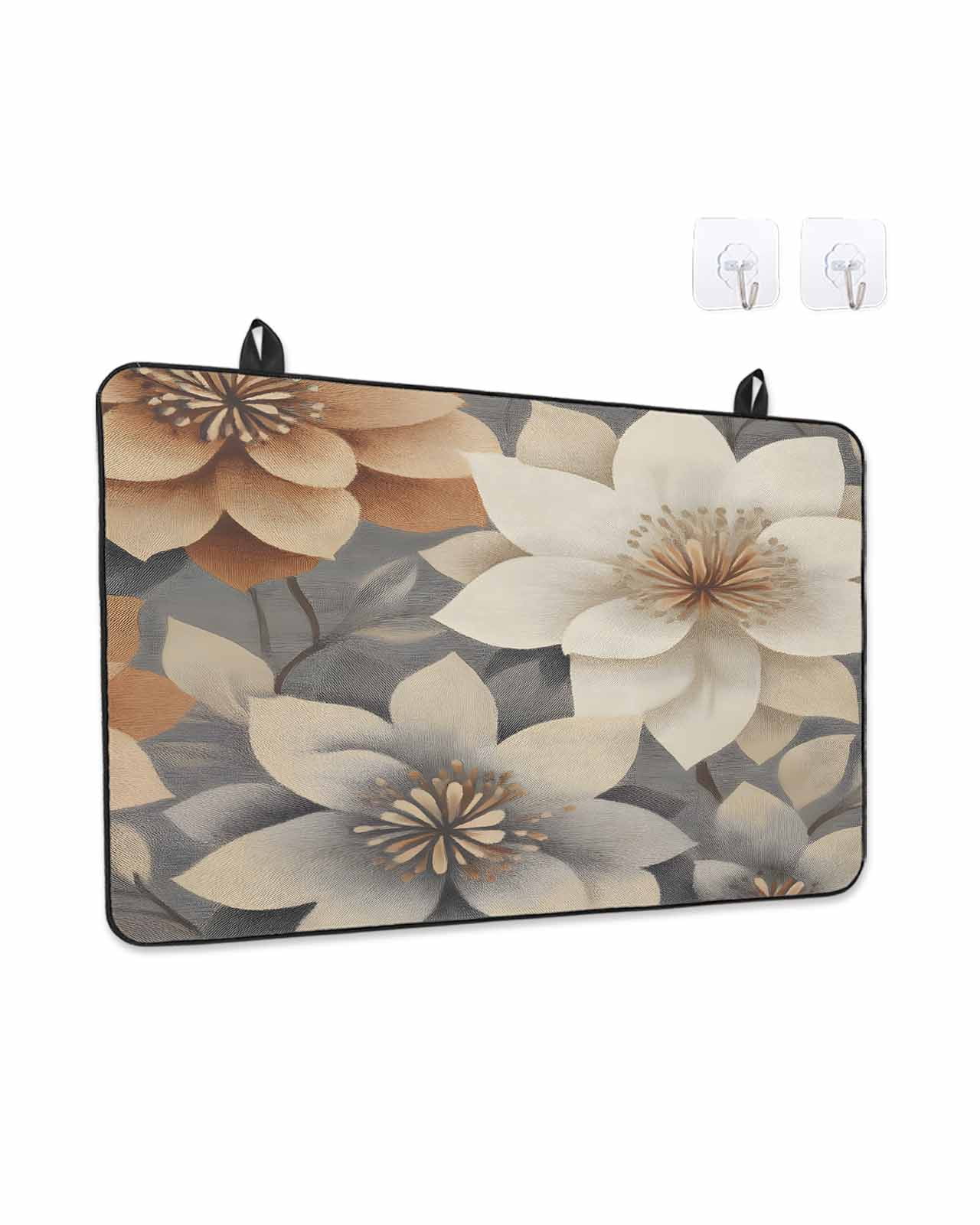 Burnt Orange Grey Flower Stove Top Covers for Electric Stove, Kitchen ...