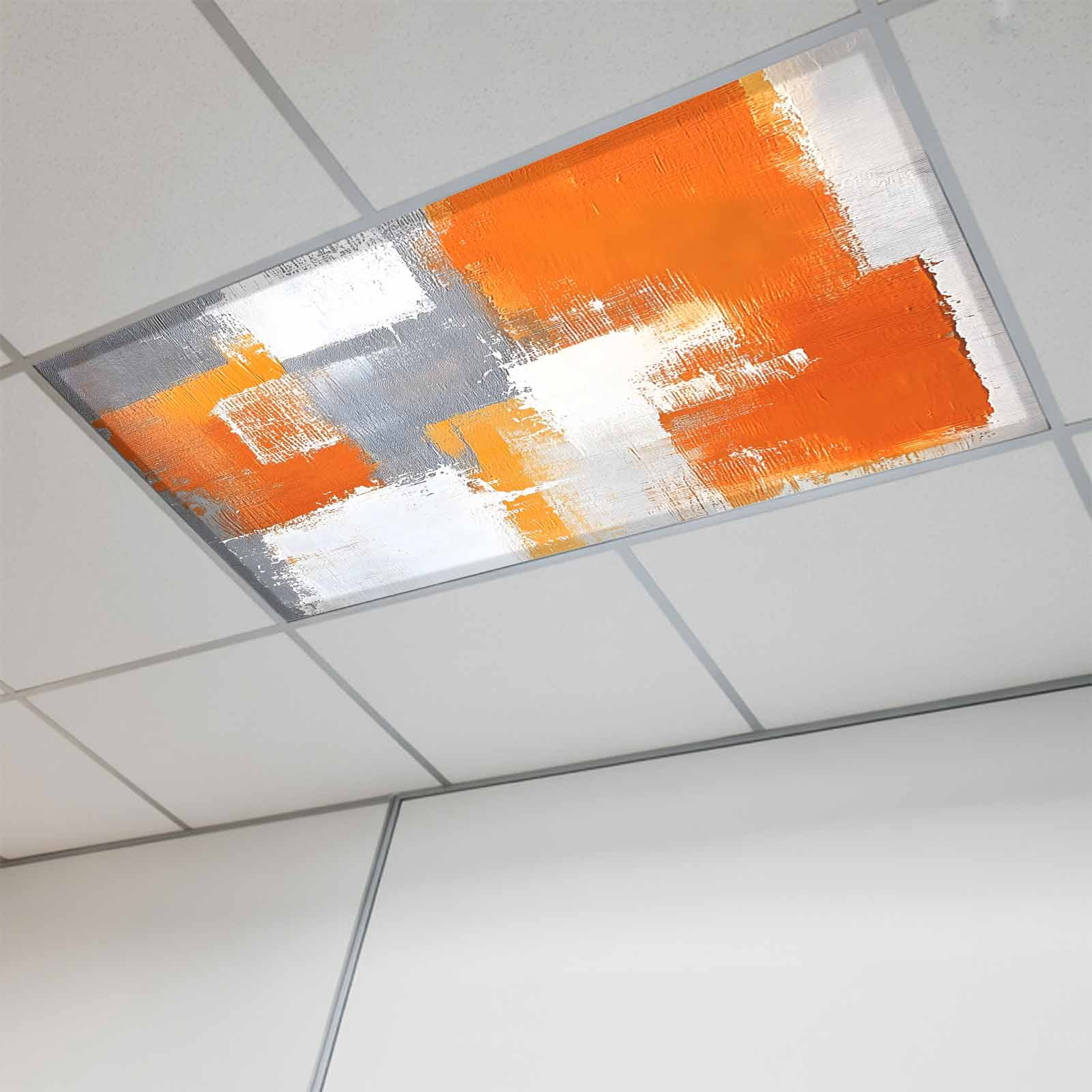 Burnt Orange Grey Fluorescent Light Covers, Modern Oil Painted ...