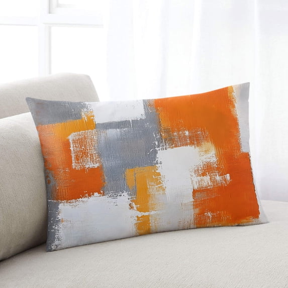 Burnt Orange Grey King Pillow Covers,Modern Oil Painted Geometric ...