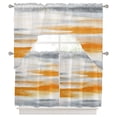 Burnt Orange Grey Ombre Curtains Swag and Tiers Curtains Set, Abstract ...