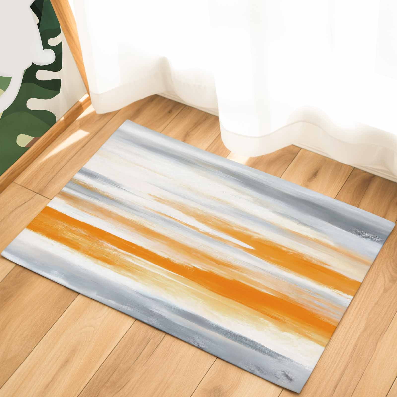 Burnt Orange Grey Ombre Indoor Door Mat - 16"x24", Non-Slip Welcome Mat ...