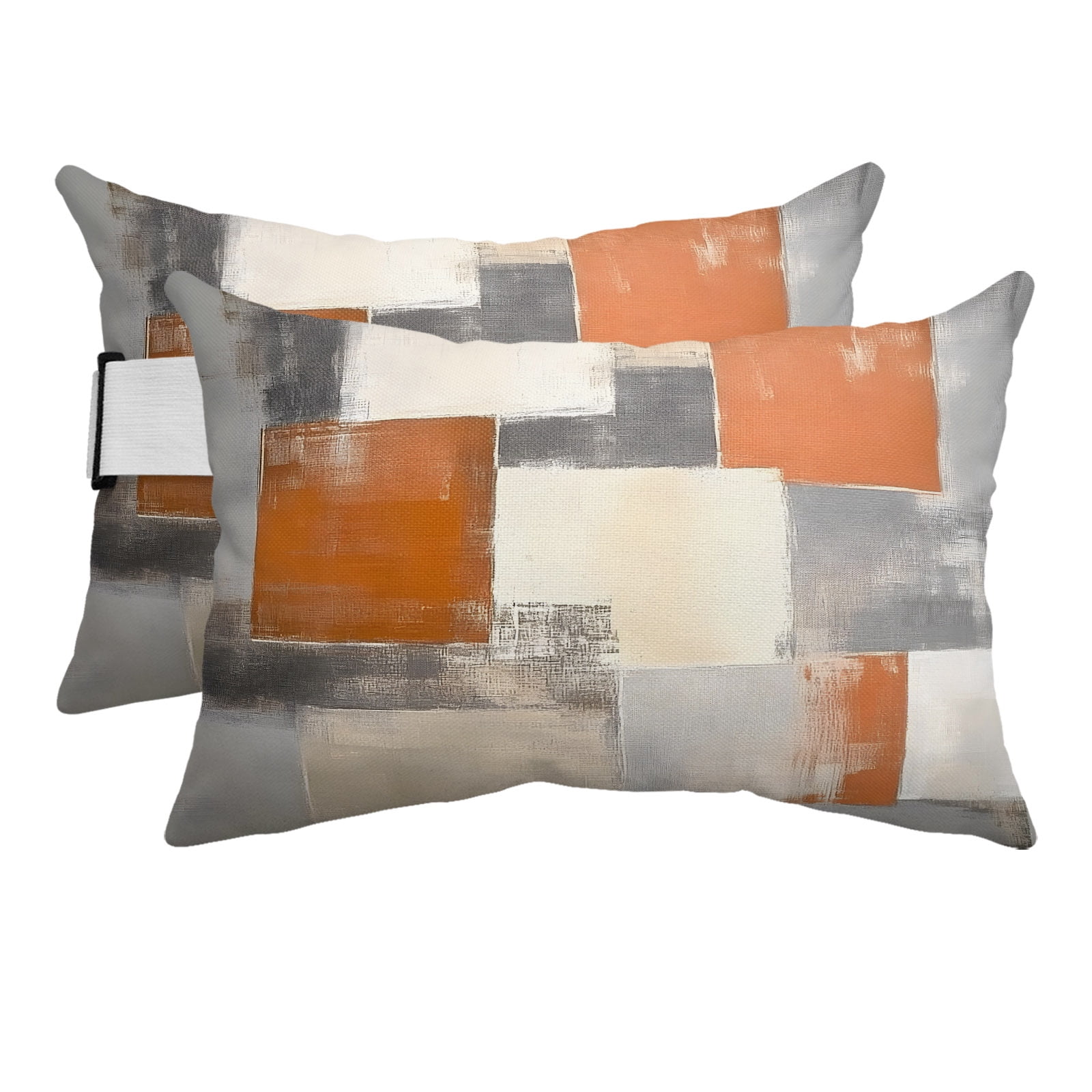 Burnt Orange Grey Outdoor Pillows for Chaise Lounge Chair Beach ...