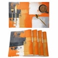 Burnt Orange Grey Placemats Set of 8, Cotton Linen Fabric Place Mats ...