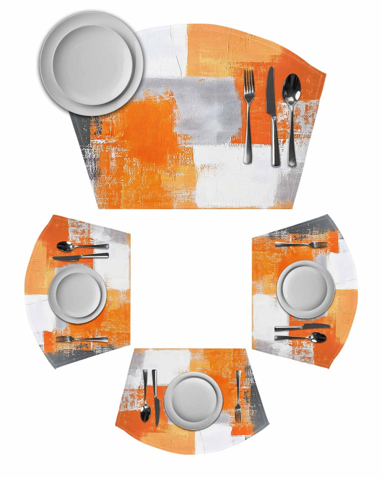 Burnt Orange Grey Round Table Placemats Set of 4 Wedge Placemats ...