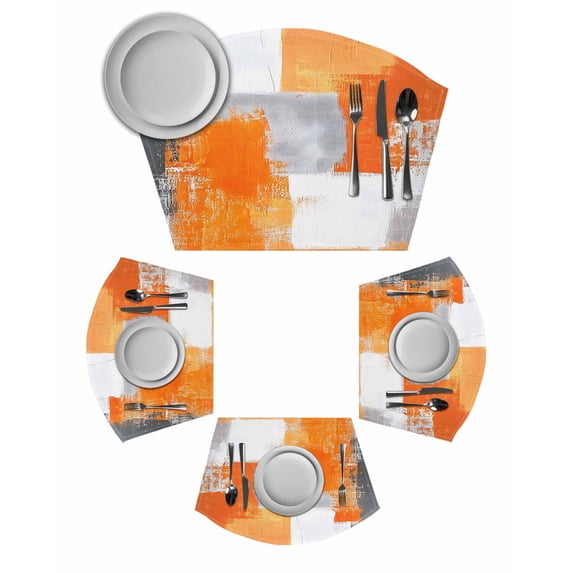 Burnt Orange Grey Round Table Placemats Set of 4 Wedge Placemats ...
