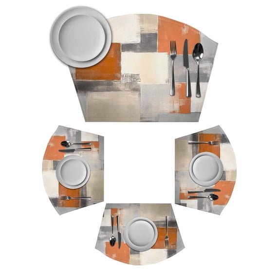 Burnt Orange Grey Round Table Placemats Set of 6 Wedge Placemats ...