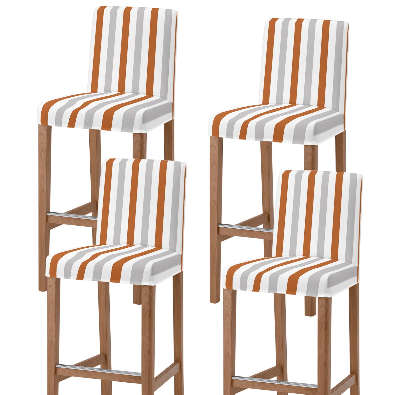 Burnt Orange Grey Stripe Bar Stool Cover Set of 4, Modern Farmhouse ...