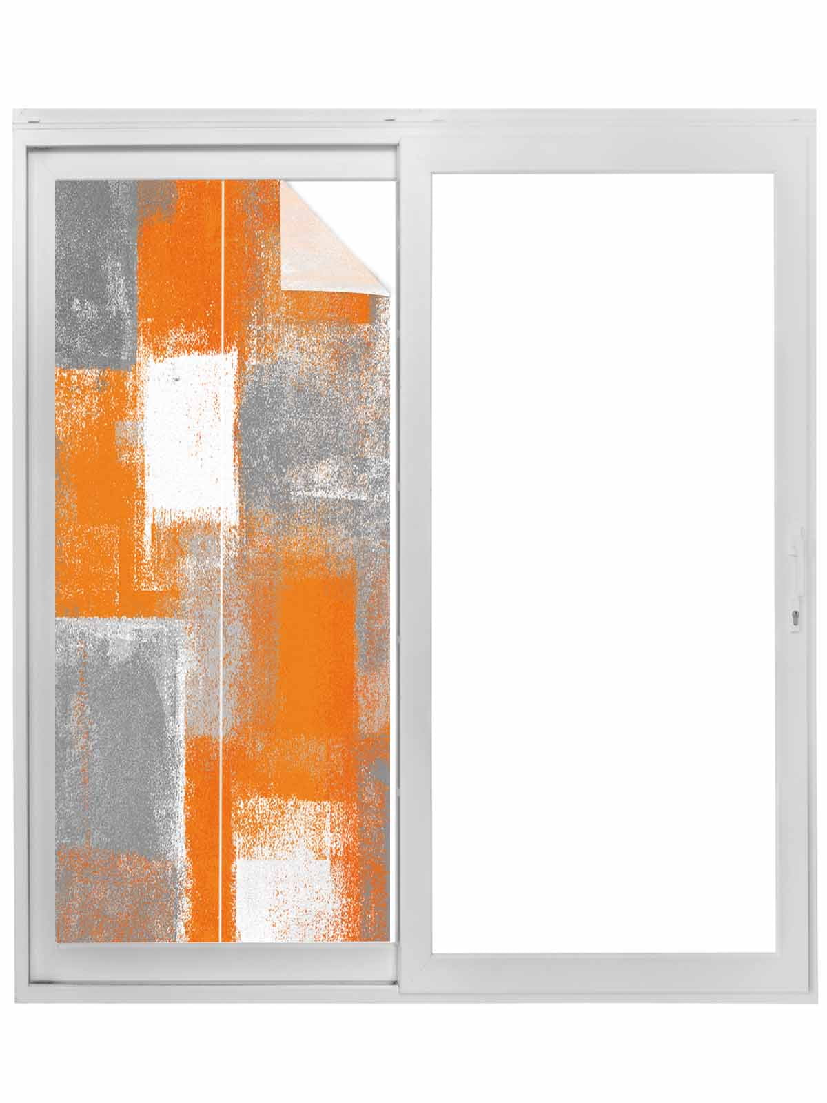 Burnt Orange Grey Window Privacy Film Stained Glass Window Film ...