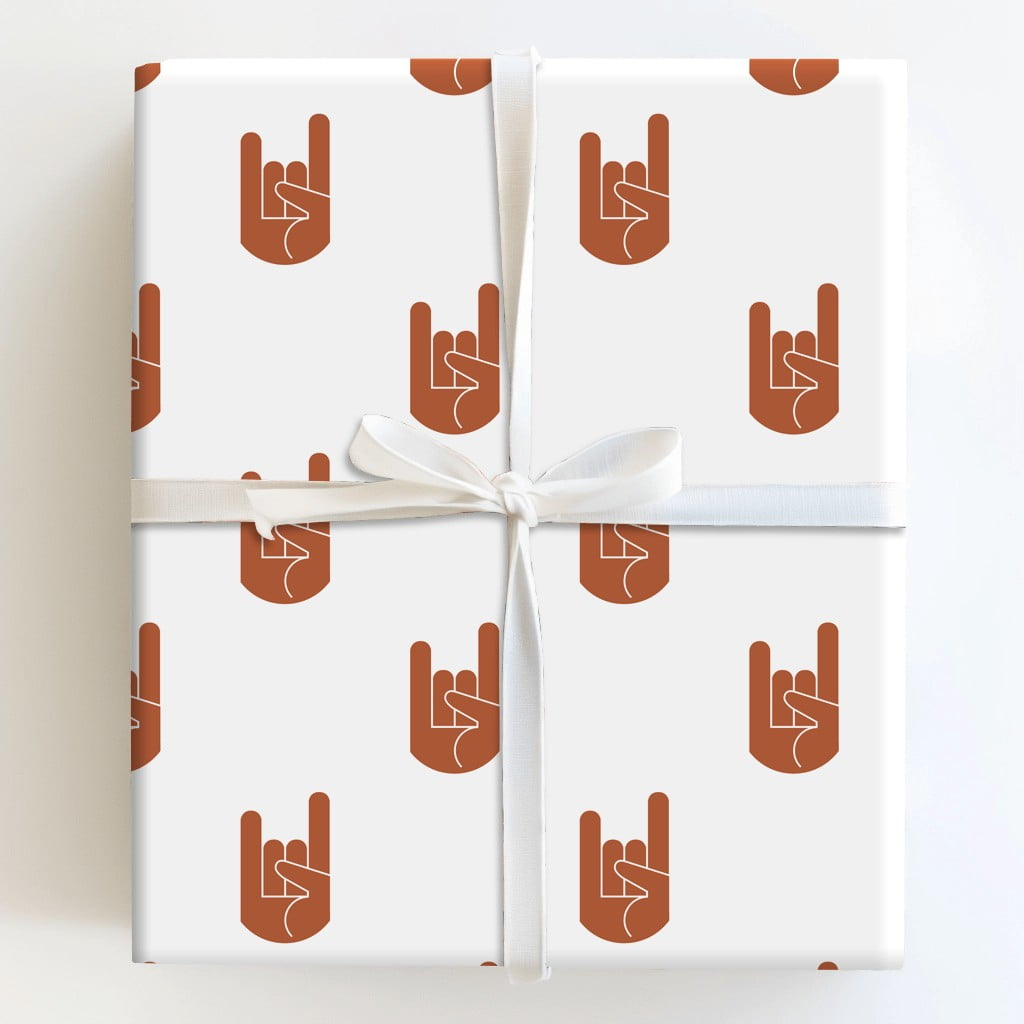 Burnt Orange Hook 'em Horns Hand Sign Gift Wrapping Paper - Walmart.com