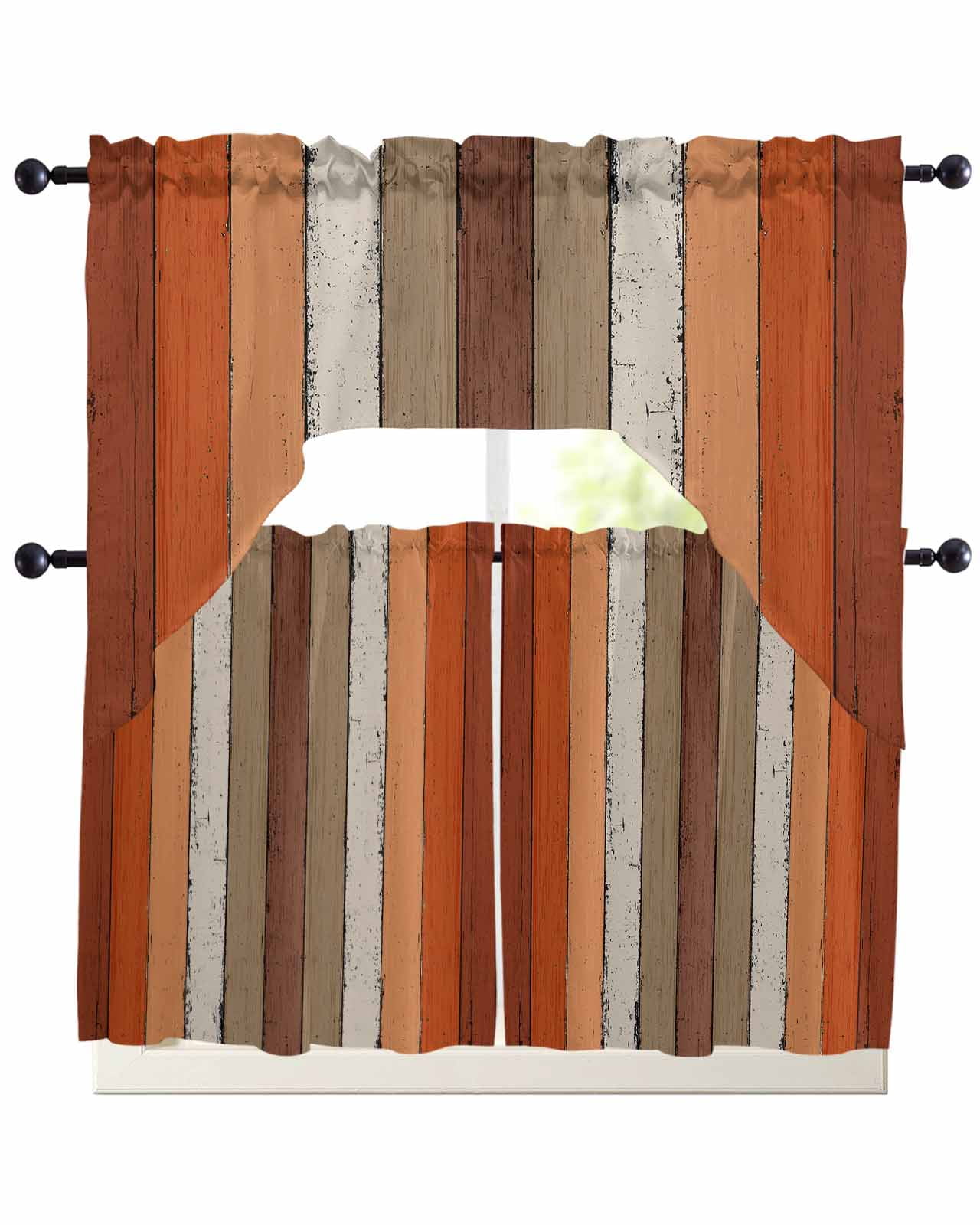 Burnt Orange Kitchen Curtains Sets 36 Inch Length with Valance ...