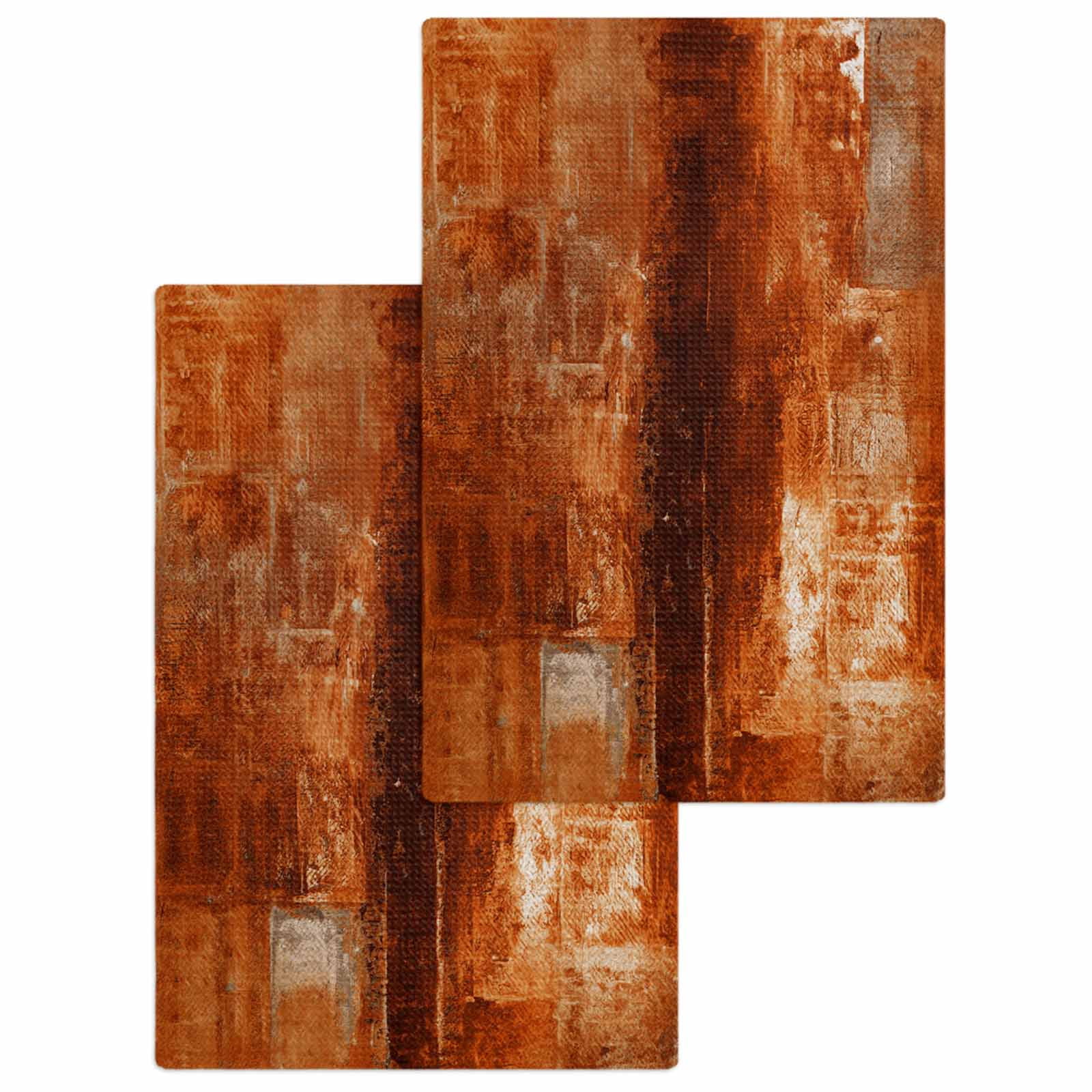 Burnt Orange Kitchen Dish Towels for Drying Dishes Set of 2, Retro Oil ...
