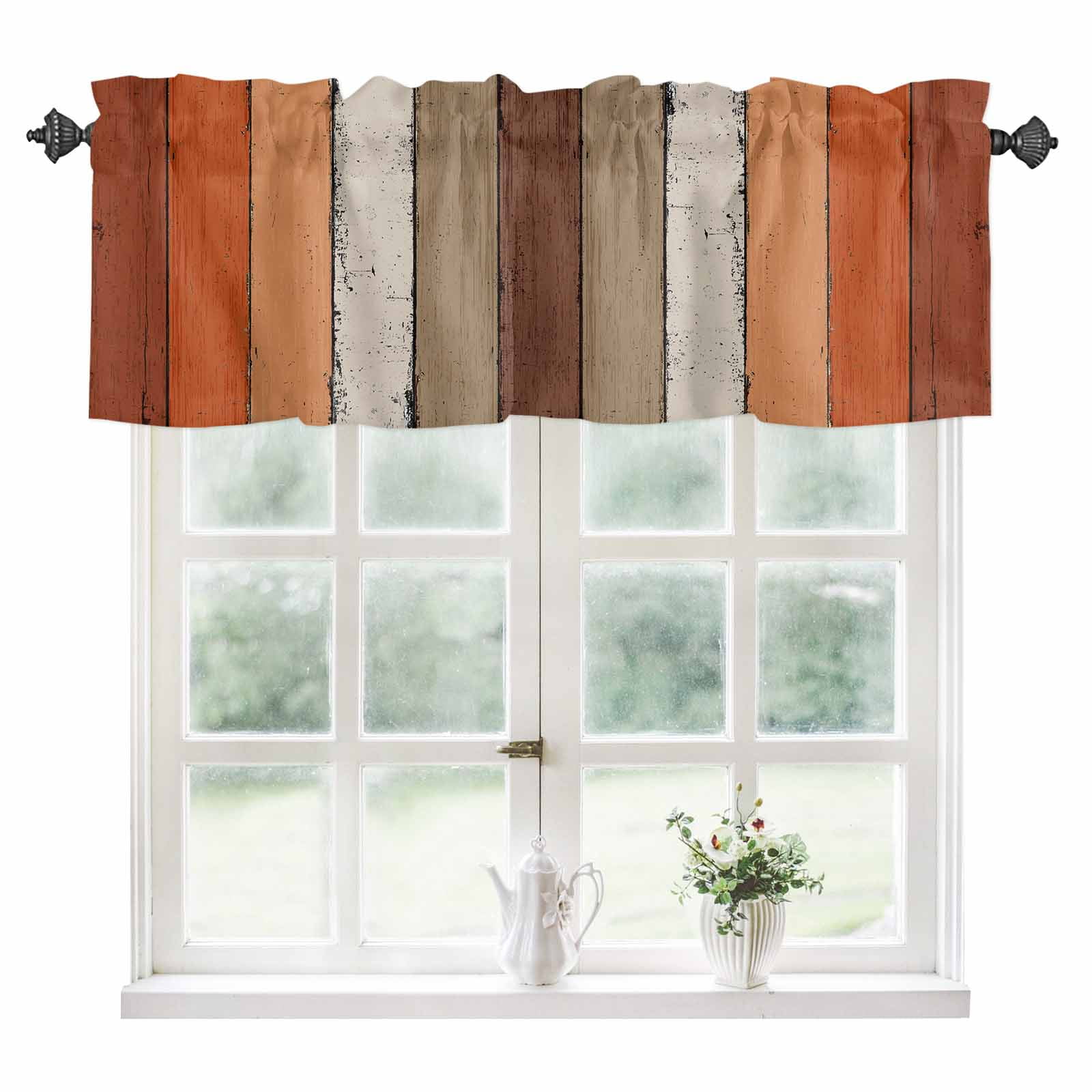 Burnt Orange Kitchen Valances for Windows 54x18 Inch Kitchen Curtains ...