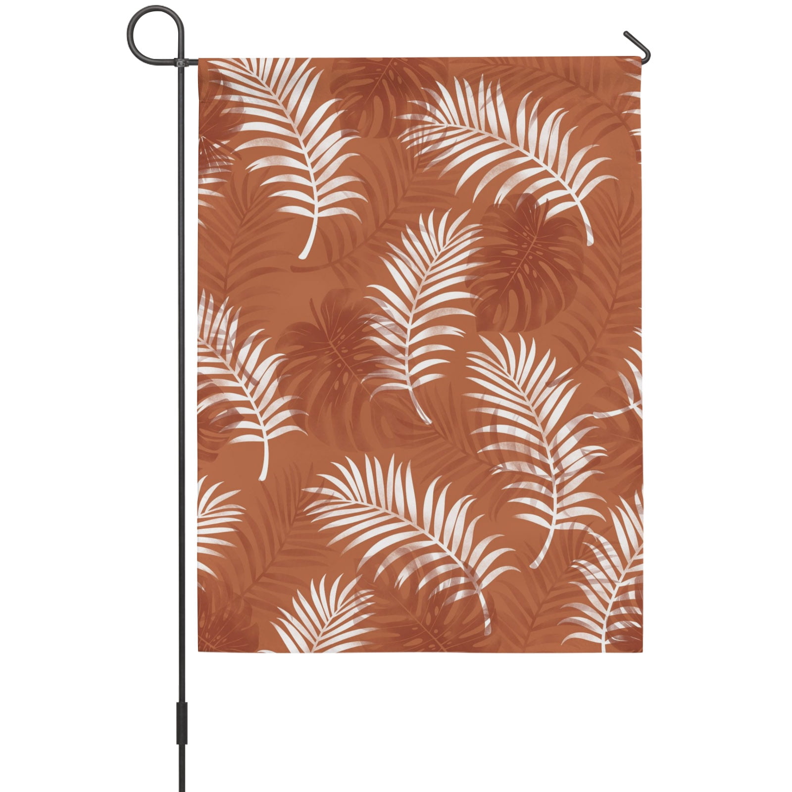 Burnt Orange Leaf House Flags For Outdoor, Modern Burnt Orange Palm ...