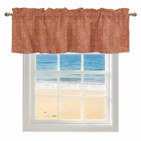 Burnt Orange Linen Fabric Valances for Windows, Rod Pocket Kitchen ...