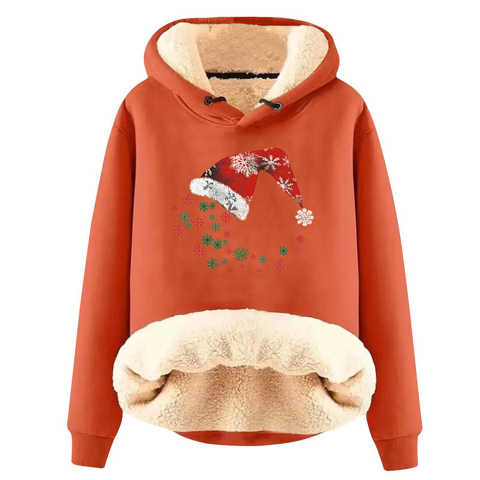 Burnt Orange Long Sleeve Hoodies for Women Fall Winter Print Happy ...