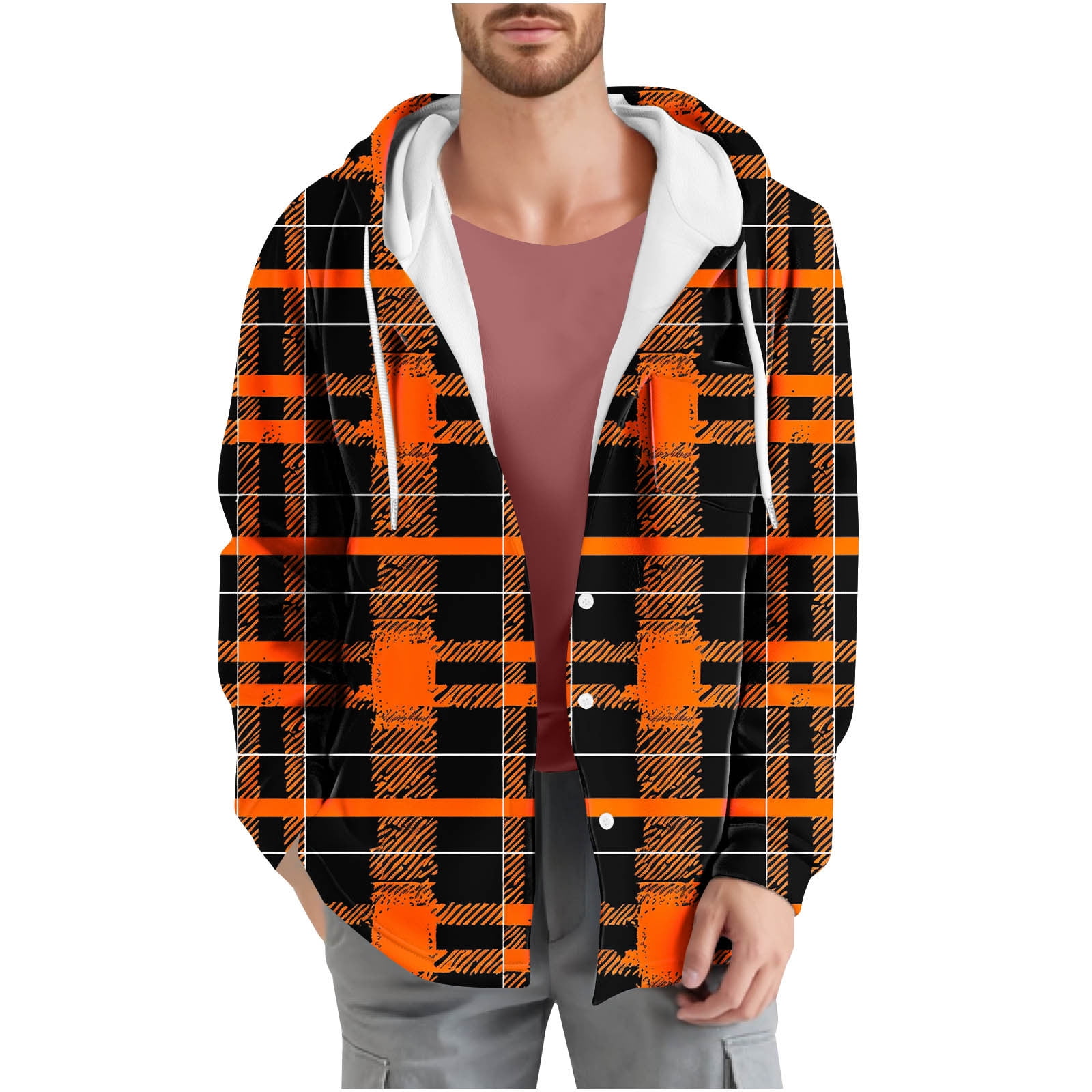 Burnt Orange Long Sleeve for Mens Fall Winter Graphic Casual Ruched ...