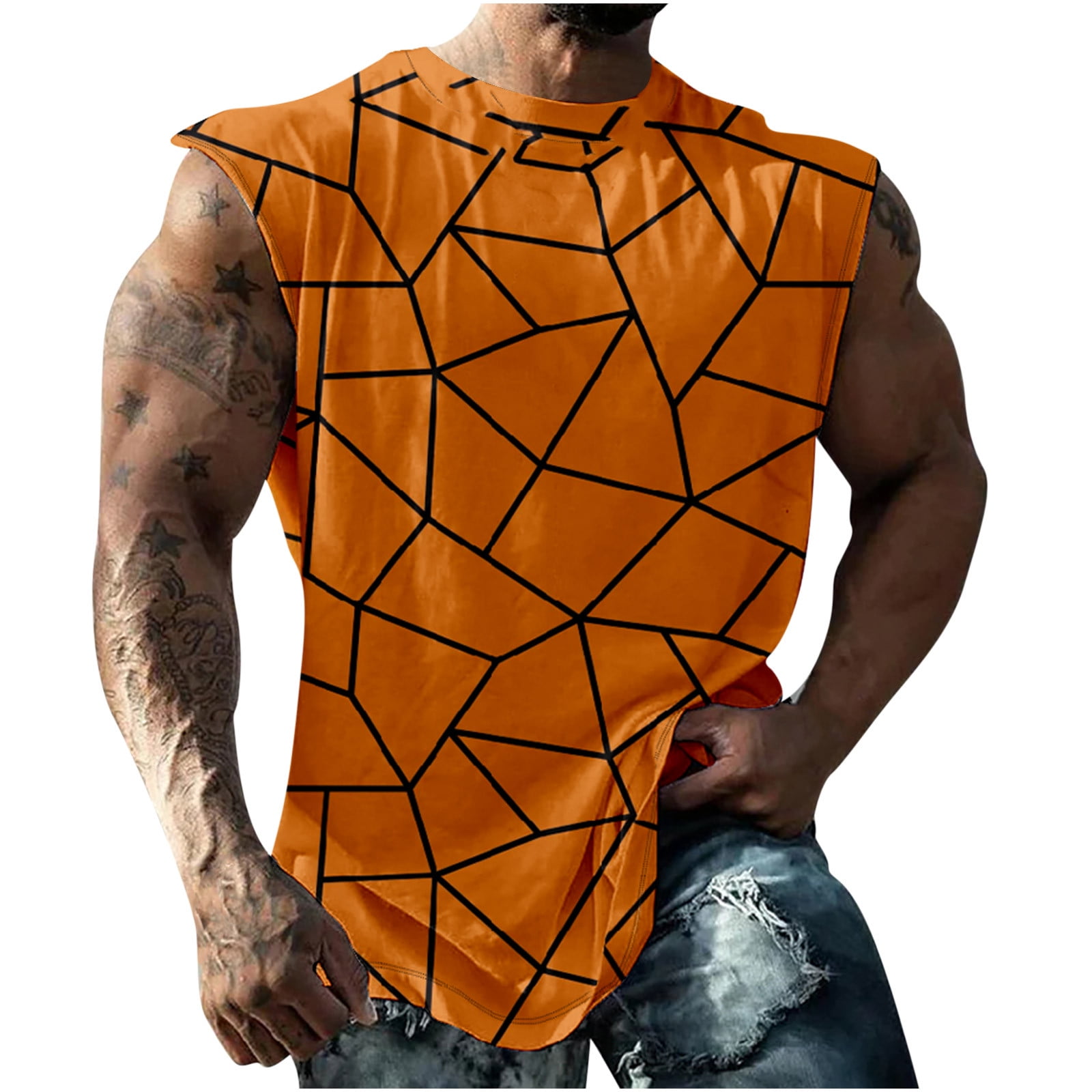 Burnt Orange Man Camisole Tank Vests Print 3D Digital Graphic Loose Fit ...