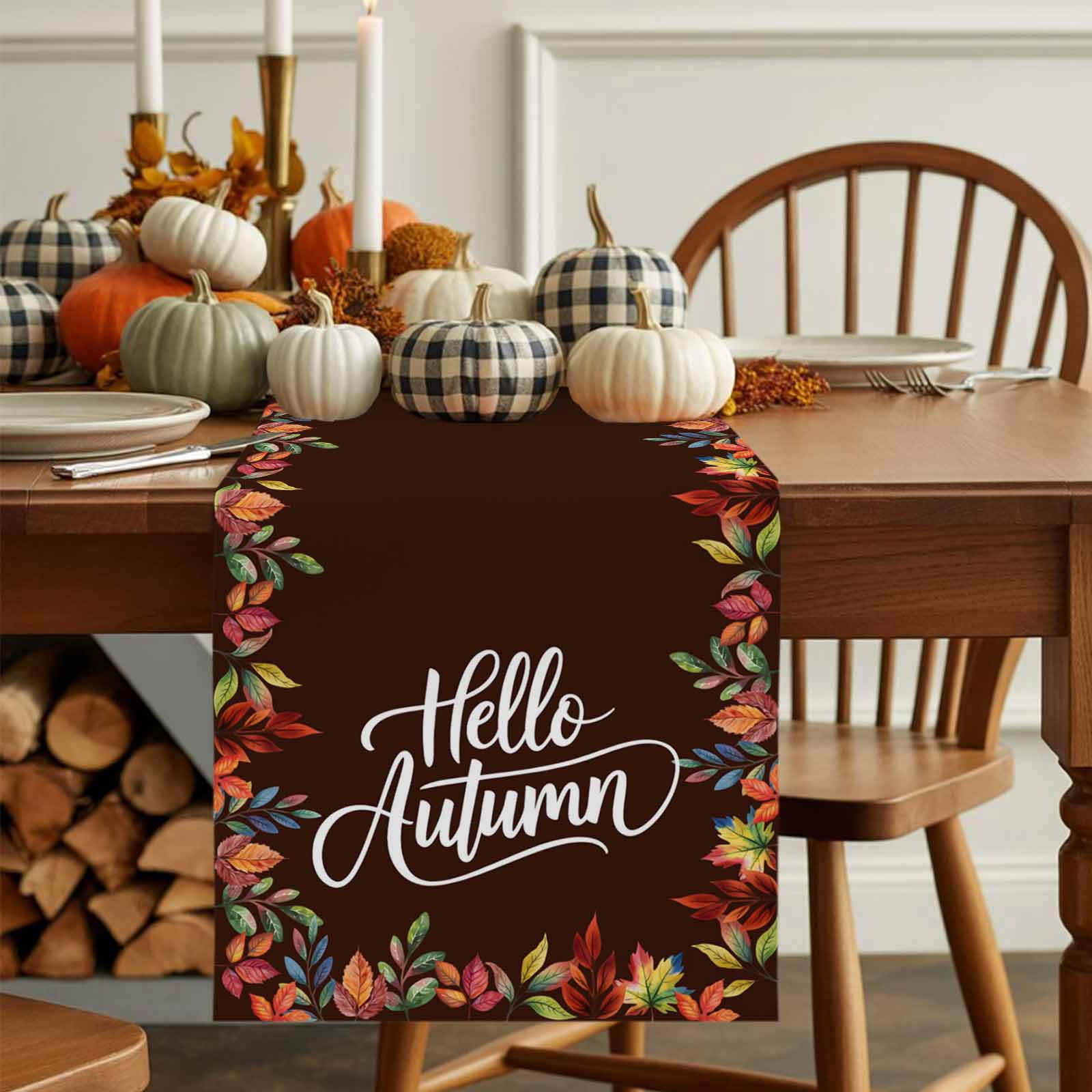 Burnt Orange Maple Leaf Fall Thanksgiving Table Runner 13x70in Non-Slip ...