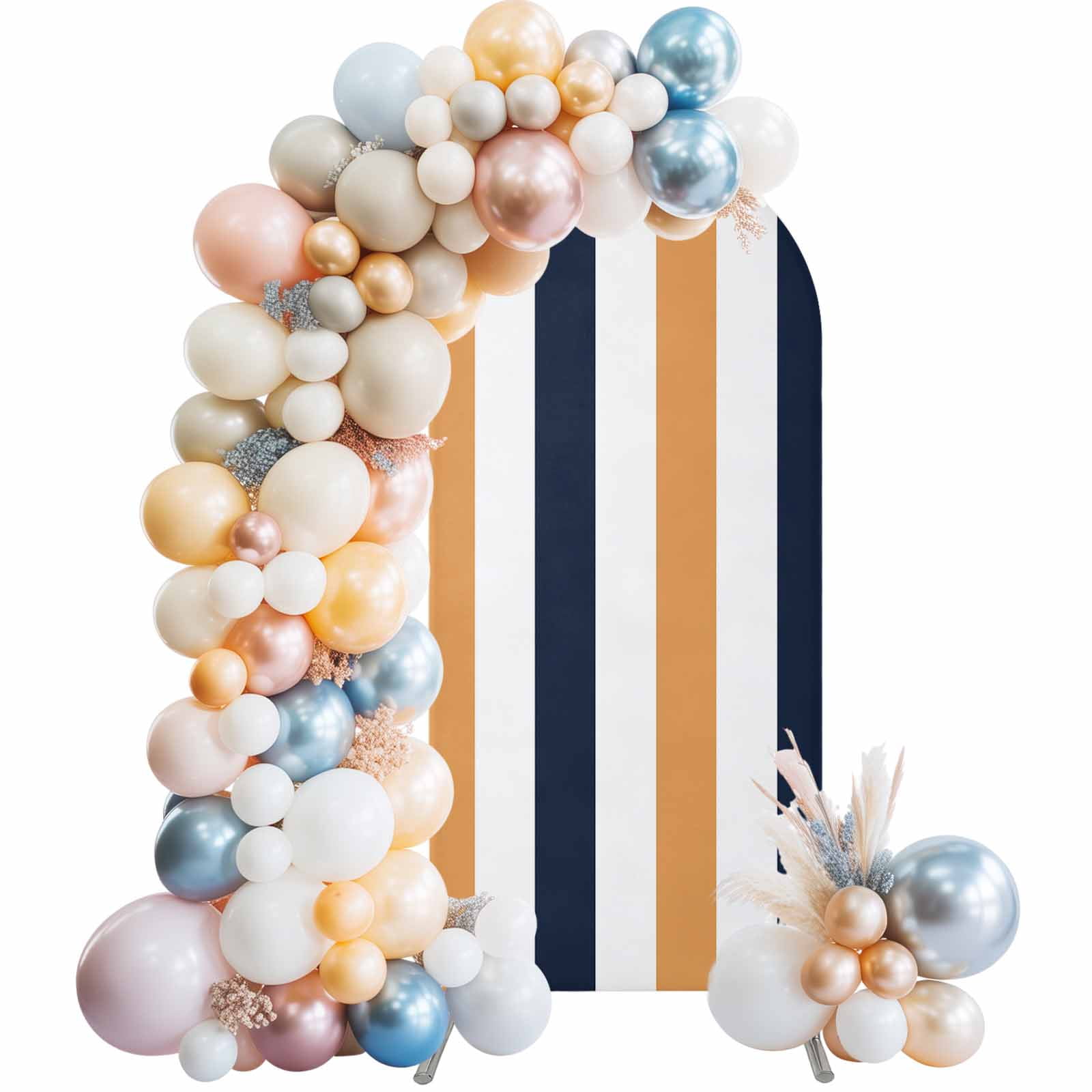 Burnt Orange Navy Blue Striped Arch Backdrop Cover, Spandex Fitted ...