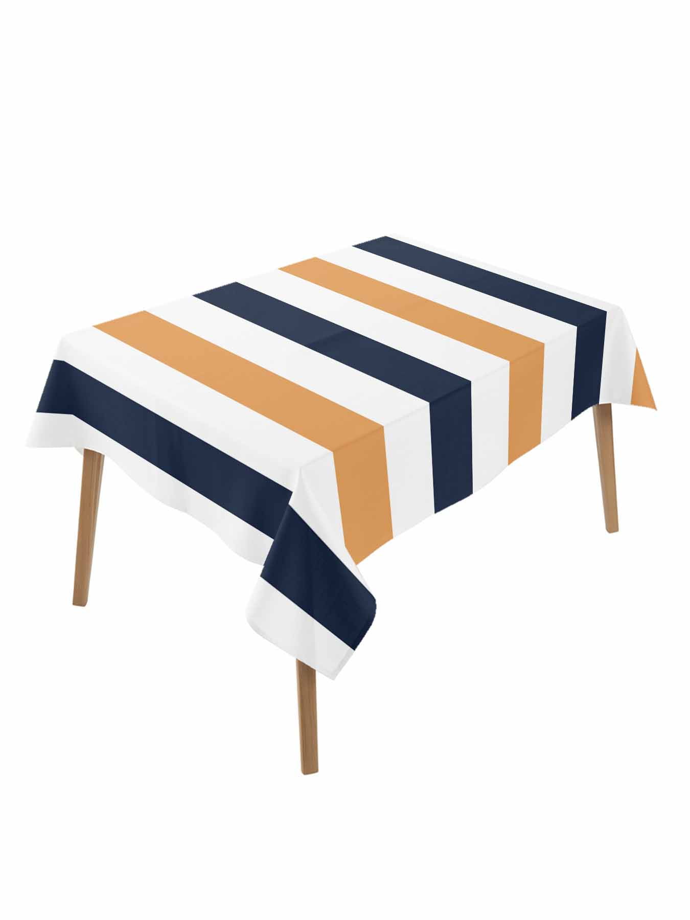 Burnt Orange Navy Blue Striped Table Cloth, Farmhouse Stripe Art ...