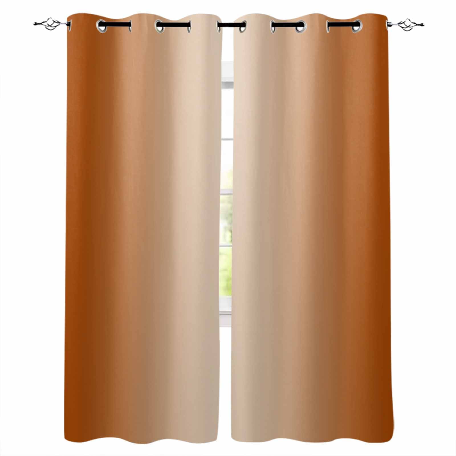 Burnt Orange Ombre Blackout Curtains 63 Inches Long, Modern Gradient ...
