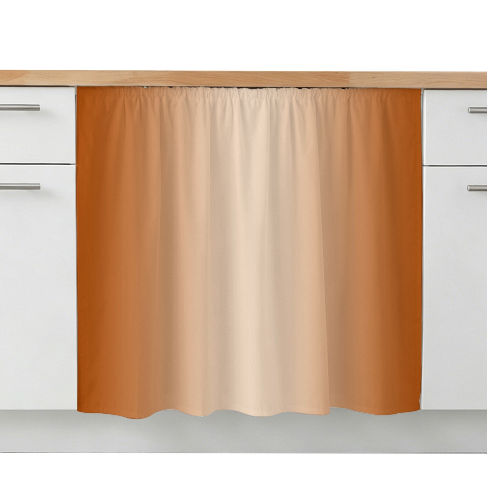 Burnt Orange Ombre Cabinet Curtains 28"W x 35"L, Dustproof Sink Skirt ...