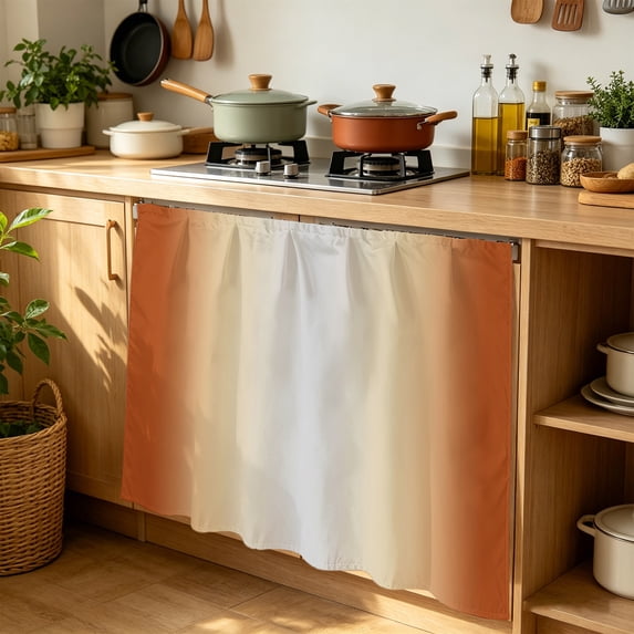 Burnt Orange Ombre Cabinet Curtains 35''x35'', Modern Grey Gradient ...