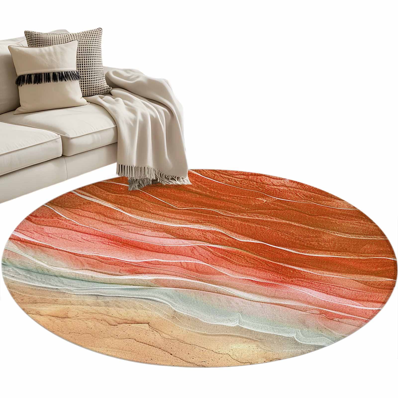 Burnt Orange Ombre Coastal 3ft Area Rug, Summer Nautical Beach Ocean ...