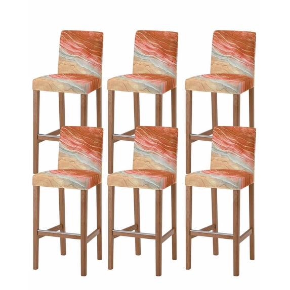Burnt Orange Ombre Coastal Bar Stool Covers Set of 6, Summer Nautical ...