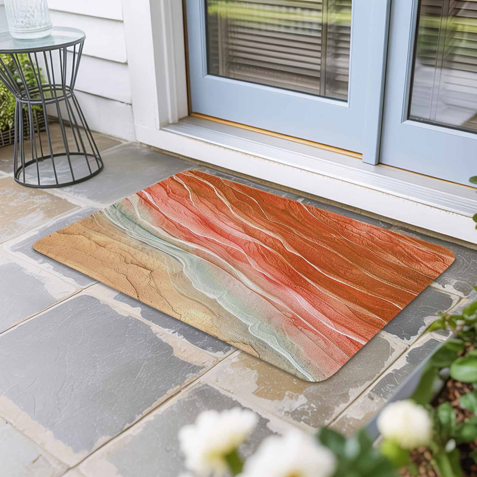 Burnt Orange Ombre Coastal Door Mat Indoor Outdoor,Summer Nautical ...