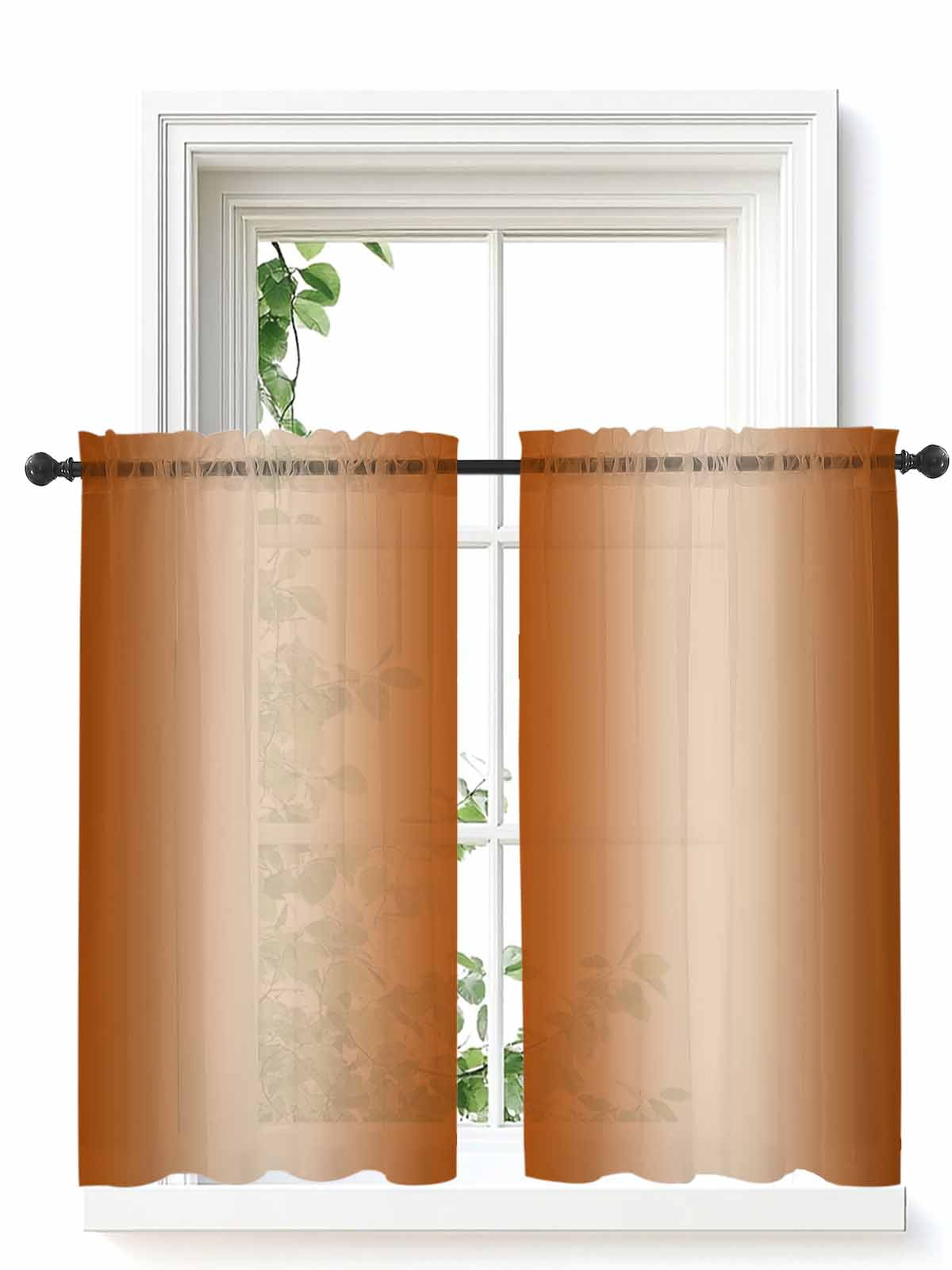 Burnt Orange Ombre Curtains 54 Inch Length, Sheer Curtains for Bedroom ...
