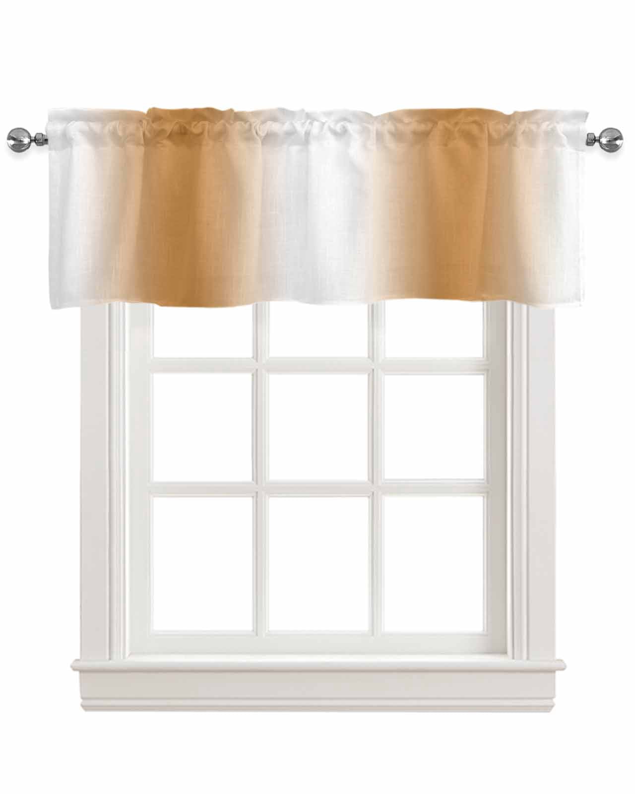 Burnt Orange Ombre Kitchen Valances for Windows Farmhouse Linen Window ...