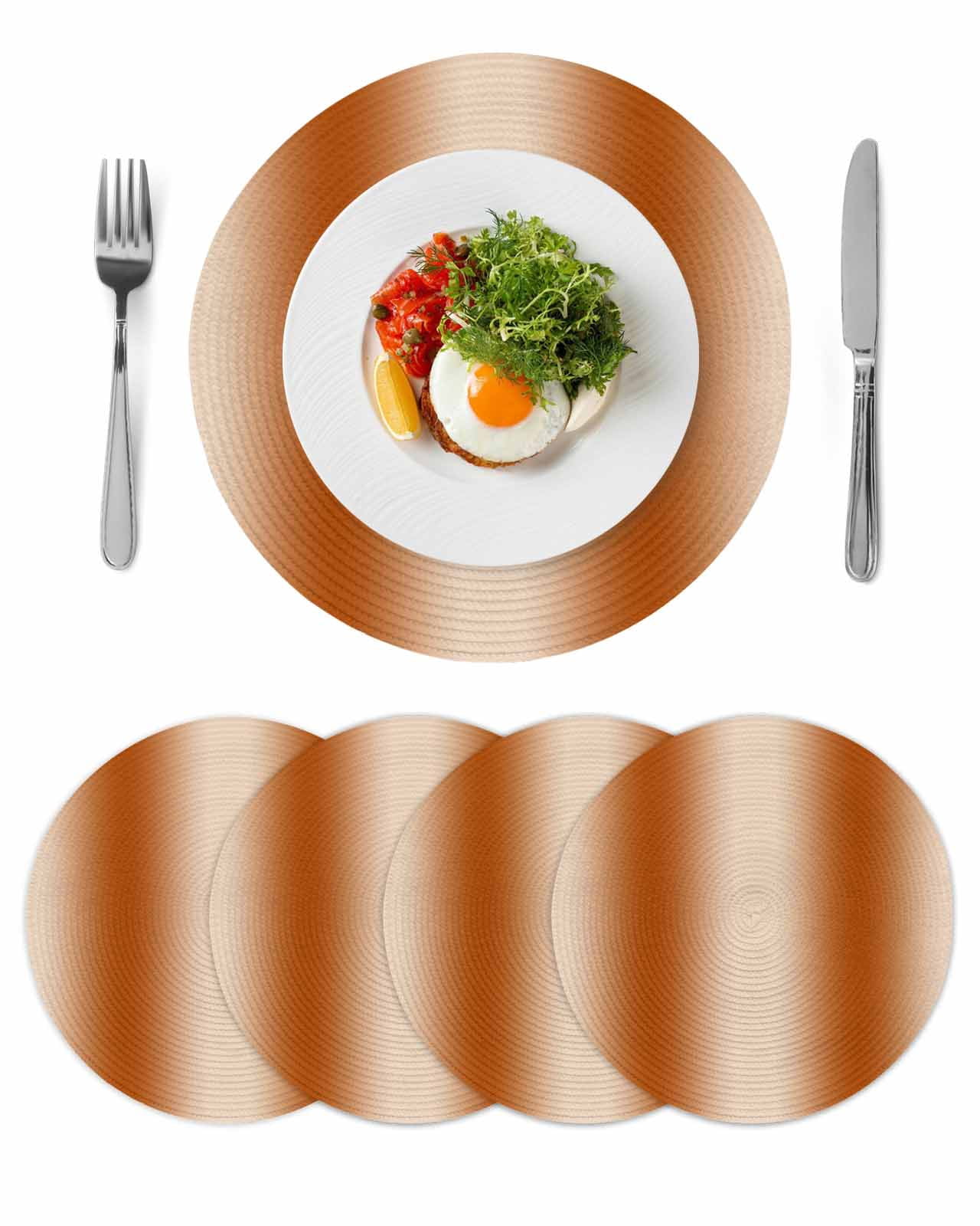 Burnt Orange Ombre Round 13 Inch Placemats Set of 4, Modern Abstract ...