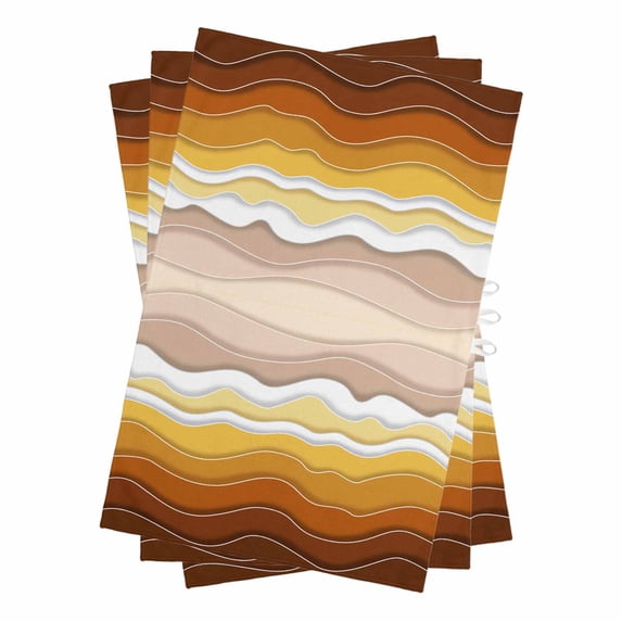 Burnt Orange Ombre Stripe Kitchen Towels Set of 3, Water Absorbent Dish ...
